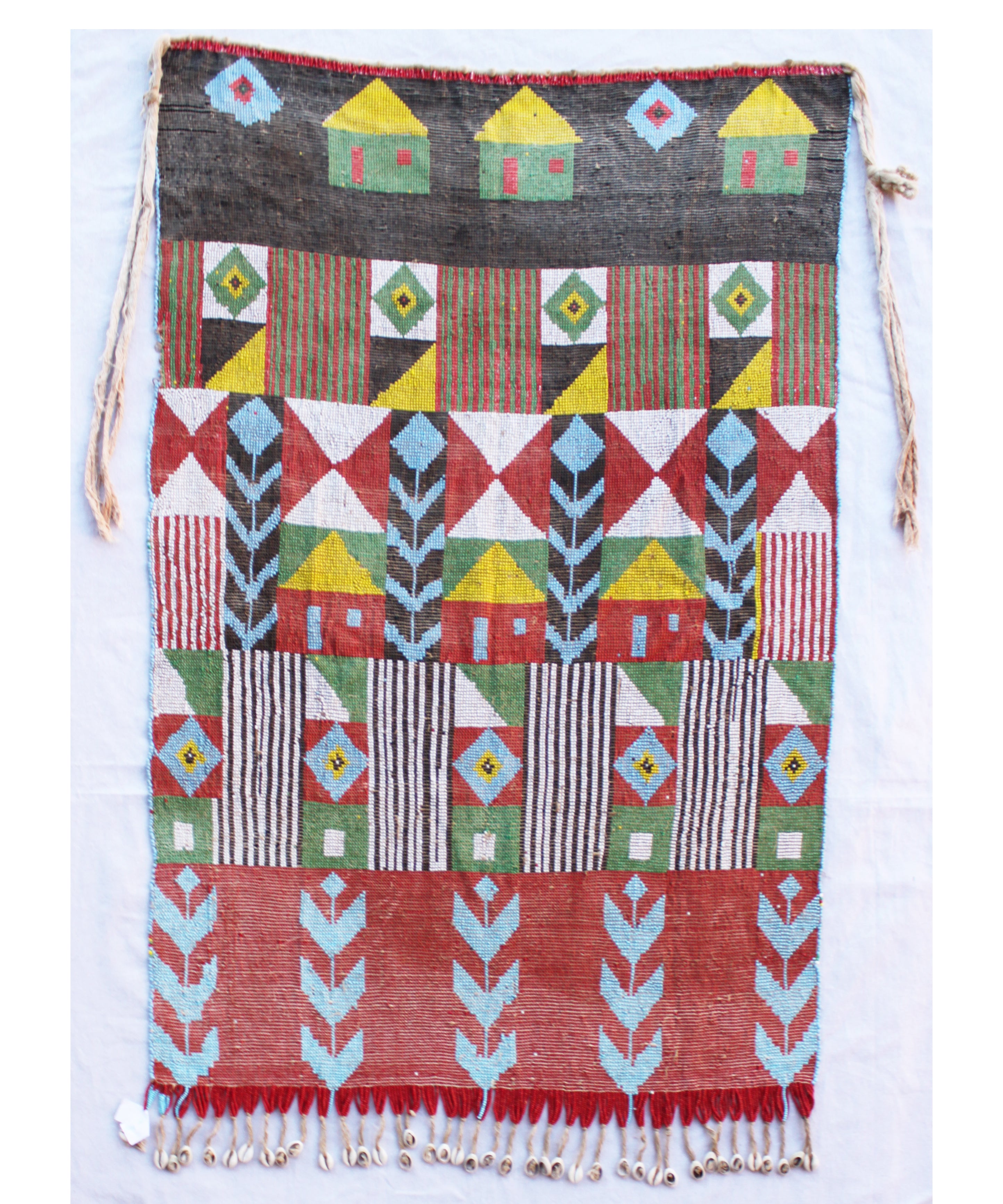 Rare Kirdi Beaded Tapestry -Village en Joie – Accent Touch
